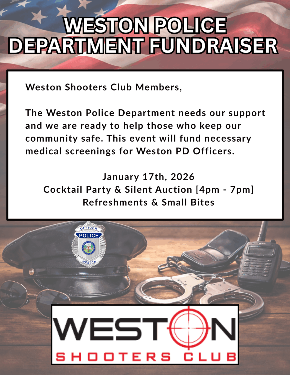 Cocktail Party & Auction for Weston Police – Weston Shooters Club